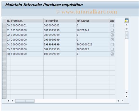 OMDN SAP Tcode C MM MRP Number RangeInterval Pur Requisition