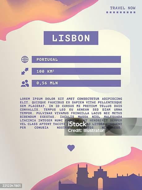 리스본 포르투갈 벡터 인포 그래픽 브로셔 레이아웃 가이드 전단지 전단지 텍스트 정보 도시 스카이 라인 모양이있는 광고 그래픽 템플릿 페이지 축제 표지 모형 이미지 0명에