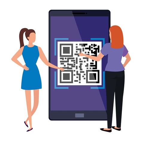 Business Women And Smartphone Device With Scan Code Qr Vector Art At Vecteezy