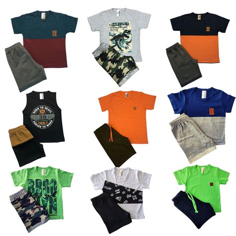 Kit 10 Peças De Roupas Infantil Masculino 5 Camisetas5 Shorts