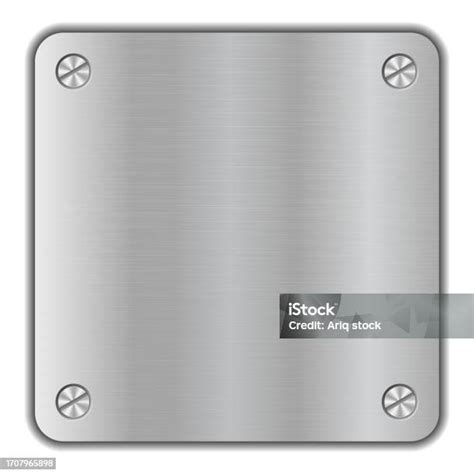 금속 나사가 있는 브러시 처리된 강철 간판 프레임 사실적인 금속 브러시 플레이트 금속판 강철 표시입니다 벡터 그림 0명에 대한 스톡 벡터 아트 및 기타 이미지 Istock