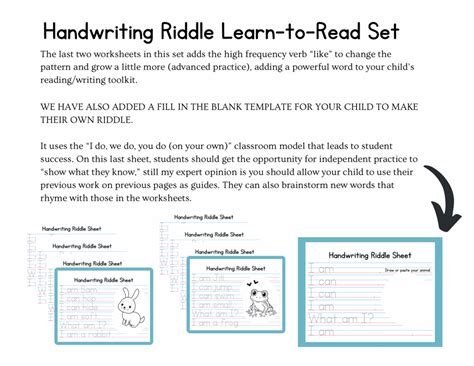 Handwriting Riddle Learn To Read Worksheet Set