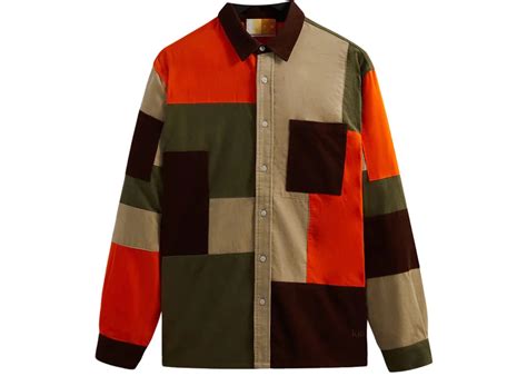 Kith Patchwork Cord Ludlow Shirt Pimento Mens Fw22 Us