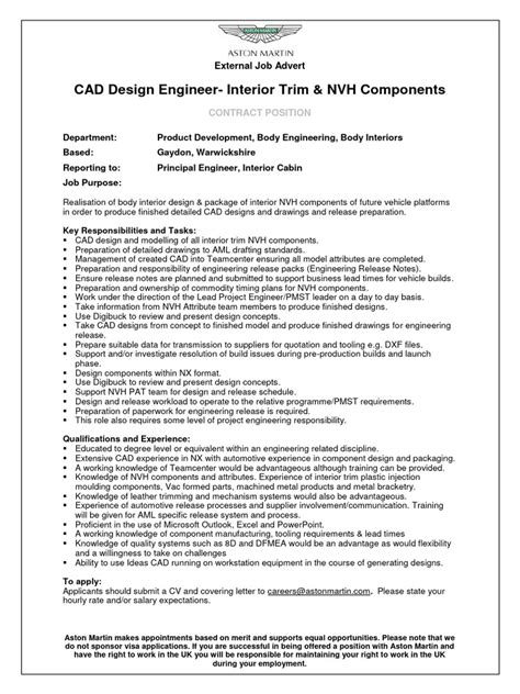 Cad Design Engineer Interiors Nvh August 2013 Pdf Computer Aided