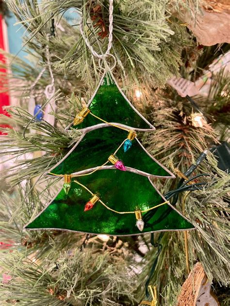 Stained Glass Christmas Tree Ornament Christmas Tree Suncatcher With
