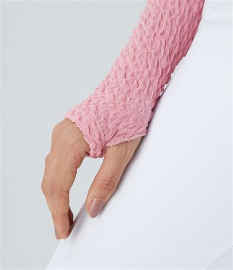 Womens Square Neck Long Sleeve Thumb Hole Curved Hem Contrast Mesh