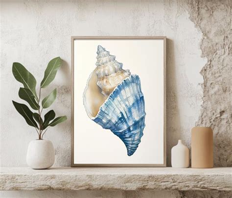 Conch Shell Watercolor Print Coastal Ocean Wall Art Unframed Etsy