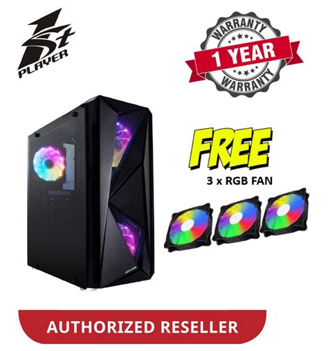 1st Player FireRose F4 Tempered Glass ATX Gaming Casing (come with 3x ...