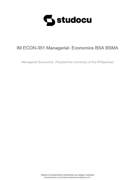 Im Econ 351 Managerial Economics Bsa Bsma Pdf Demand Economics