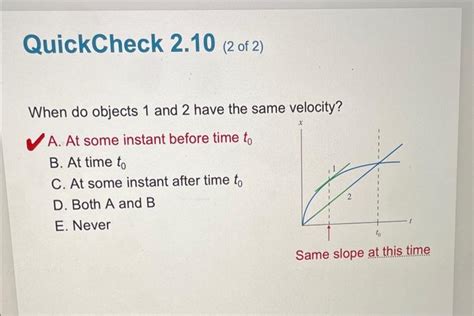 Solved When Do Objects 1 And 2 Have The Same Velocity A At