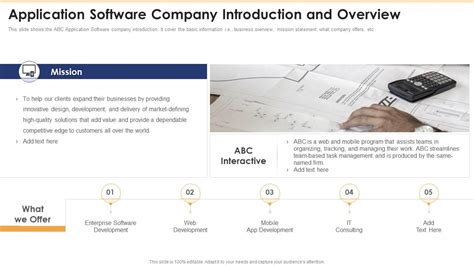 Application Software Company Introduction And Overview Website Design