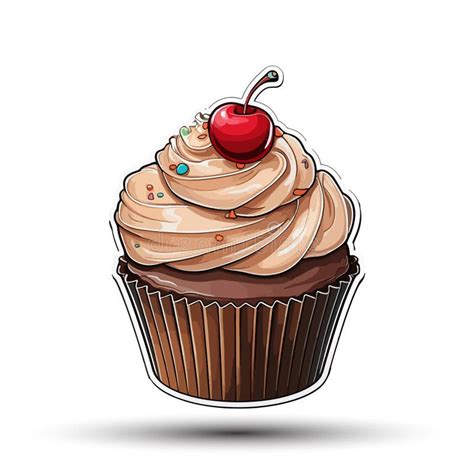 Cute Cupcake Vector Stickers Illustration Editable Eps File Stock