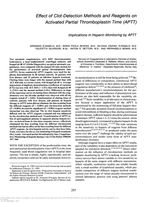 pdf effect of clot detection methods and reagents on activated