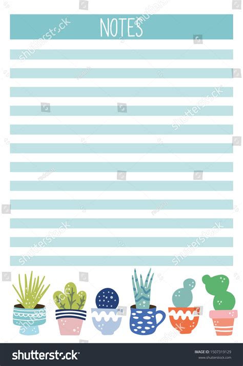 Notes A Printable Page Planner Diary เวกเตอรสตอก ปลอดคาลขสทธ Shutterstock