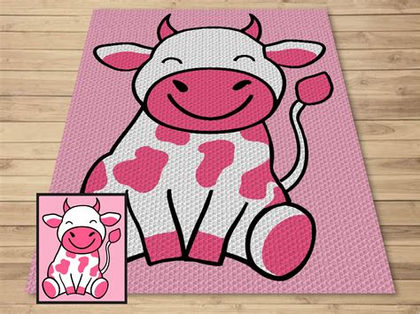 Cute Strawberry Cow C2c Crochet Pattern And Free Graph Magic Yarn Pixels