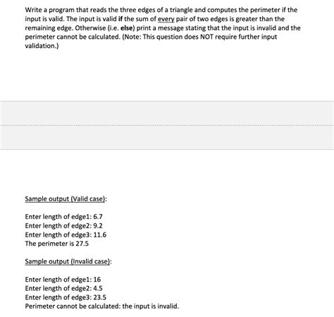 Solved Write A Program That Reads The Three Edges Of A