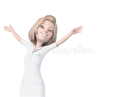 Blond Nurse Cartoon Is Happy And Dancing Stock Illustration