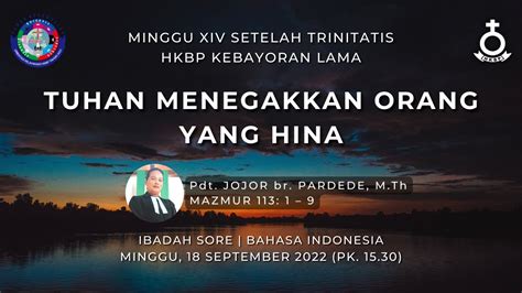 Live Kebaktian Minggu HKBP Kebayoran Lama Minggu September B Indo YouTube