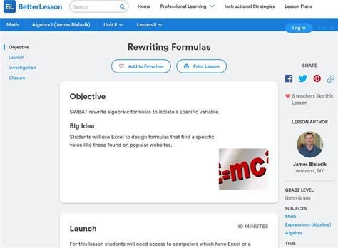 Better Lesson Rewriting Formulas Lesson Plan For 9th 10th Grade Lesson Planet
