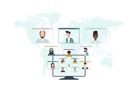 화상 회의 원격 작업 화상 통화 컨퍼런스 집에서 일하는 사회적 불변 비즈니스 토론 Brand Name Online