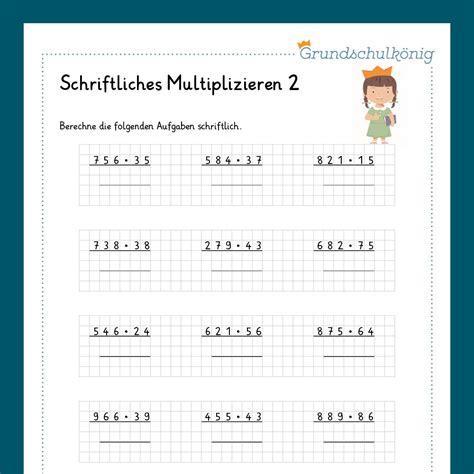 Königspaket Schriftliches Multiplizieren Mit Zweistelligen Zahlen Ma