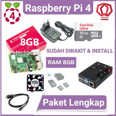 jual raspberry pi 4 model b 8gb paket lengkap siap pakai uk pi4 8 gb