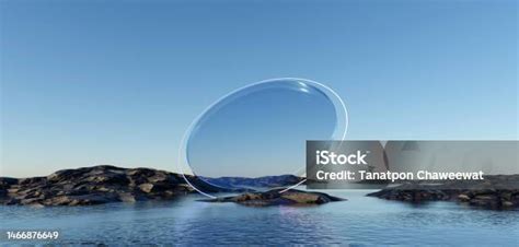 3d 렌더링 기하학적 모양이 있는 초현실적인 파스텔 풍경 배경 아치가 있는 조미료 풍경의 추상적인 환상적인 사막 모래 언덕 복사 공간이 있는 파노라마 미래 장면 푸른 하늘과