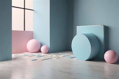 Premium Photo 3d Rendering Scene With Geometric Shapes