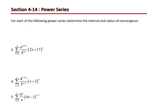 Solved Section 4 14 Power Series For Each Of The Following