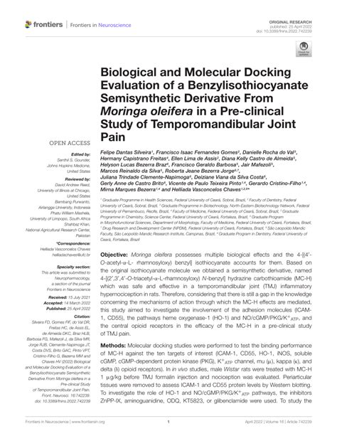 Pdf Biological And Molecular Docking Evaluation Of A