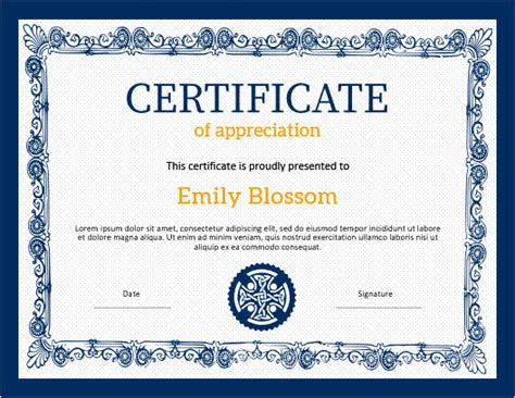 Microsoft Word Template For Certificate Of Appreciation Free Word