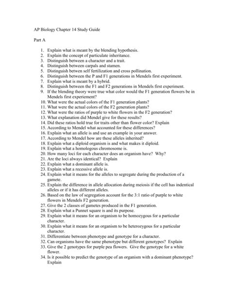 AP Biology Mendelian Genetics Study Guide