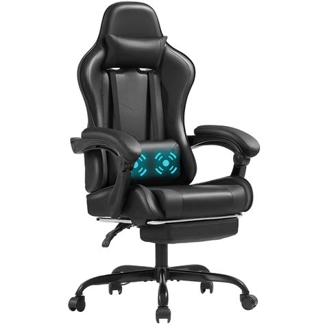 Furmax High Back Massage Gaming Chair With Footrest Pu Carbon Fiber