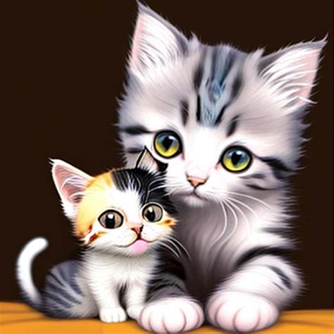 Lindo Gato Y Gatito Vector Premium