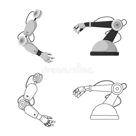 Vector Illustration Of Robot And Factory Symbol Set Of Robot And Space