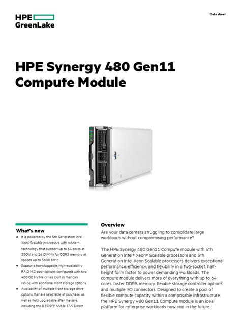 Hpe Synergy 480 Gen11 Compute Module Pdf Central Processing Unit Scalability