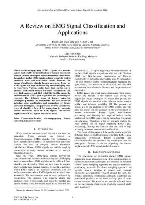 Pdf A Review On Emg Signal Classification And Applications