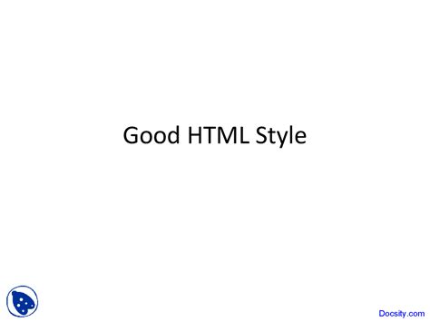 Good Html Style Advance Java Web Technology Lecture Slides Docsity