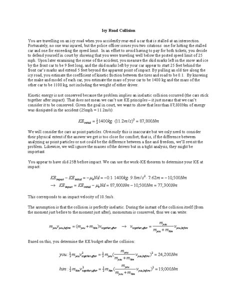 Physics Collision Problem Icy Road Collision You Are Travelling On An
