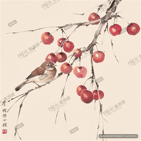 Ai创作图红果小鸟图 柿子花鸟工笔画 相思豆插画 国画鸟与柿子 手写红果满枝 柿子工笔花鸟画 国画红果 水墨樱桃花鸟画 国画秋野果 柿子花鸟画 相思红豆插画 国画柿子花鸟 樱桃工笔画 毛笔红果