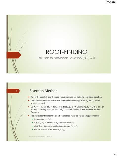 Numerical Analysis 4 Root Finding Overview Pdf Pdf Mathematics