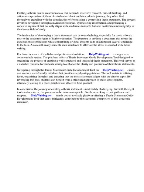 Thesis Statement Guide Development Tool Pdf