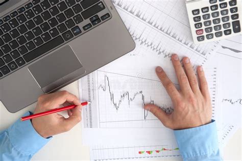 Analyzing Data On Computer Stock Photo Image Of Investment