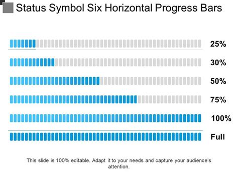 Status Symbol Six Horizontal Progress Bars PowerPoint Slide Template Presentation Templates
