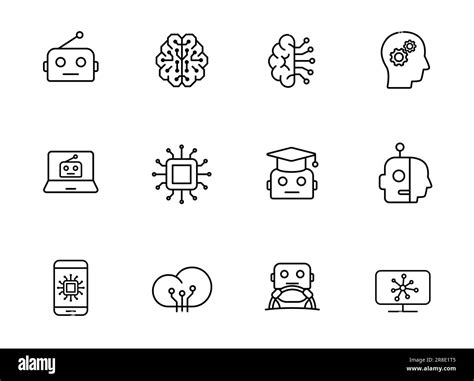 Artificial Intelligence Outline Vector Icons Stock Vector Image Art
