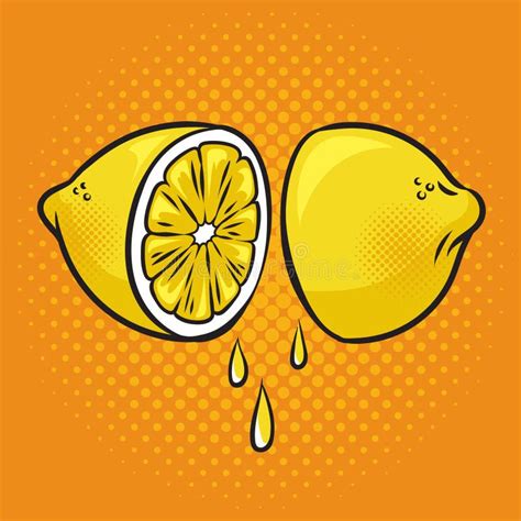 Zitrone Mit Saft Comic Popart Vektor Vektor Abbildung Illustration