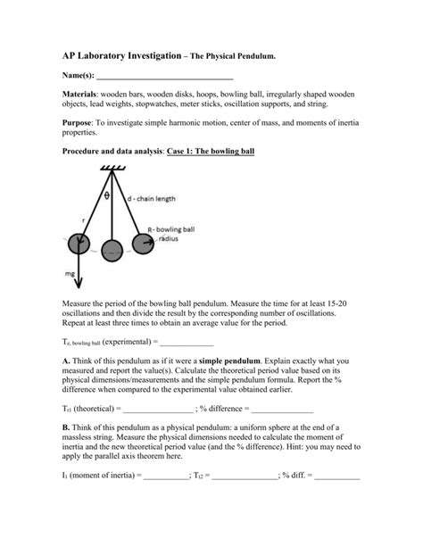Ap Physical Pendulum Lab