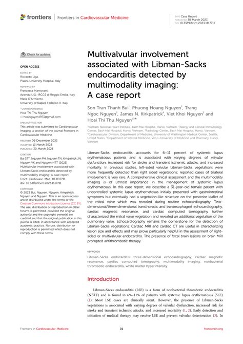 Pdf Multivalvular Involvement Associated With Libman Sacks