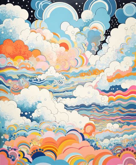 Colourful Psychedelic Clouds Graphics Illustration Stock Illustration