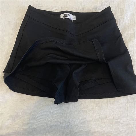 Tiger Mist Black Mini Skirt With Slit And Attached Depop